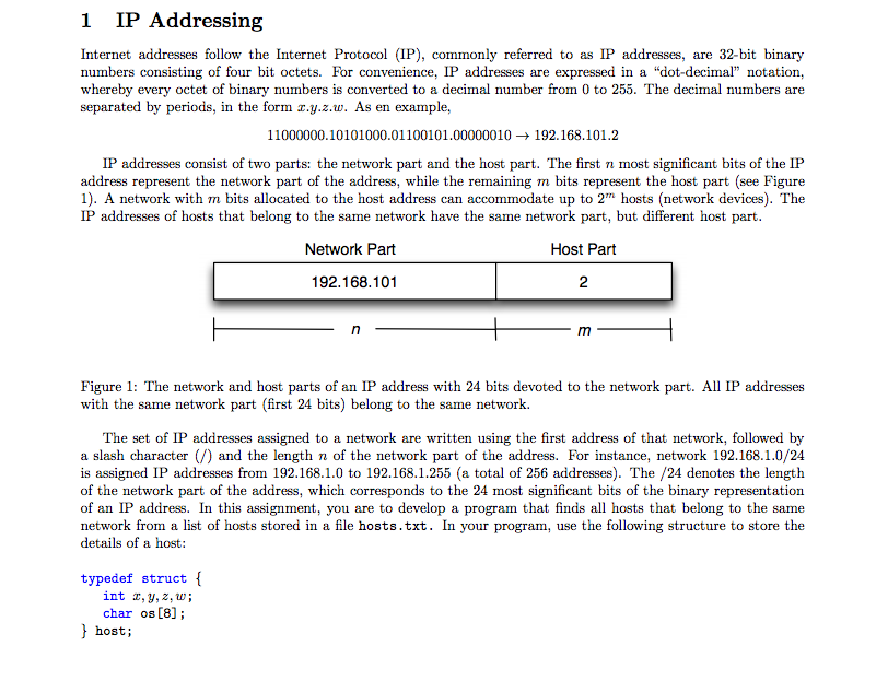 1 IP Addressing numbers consisting of four bit | Chegg.com