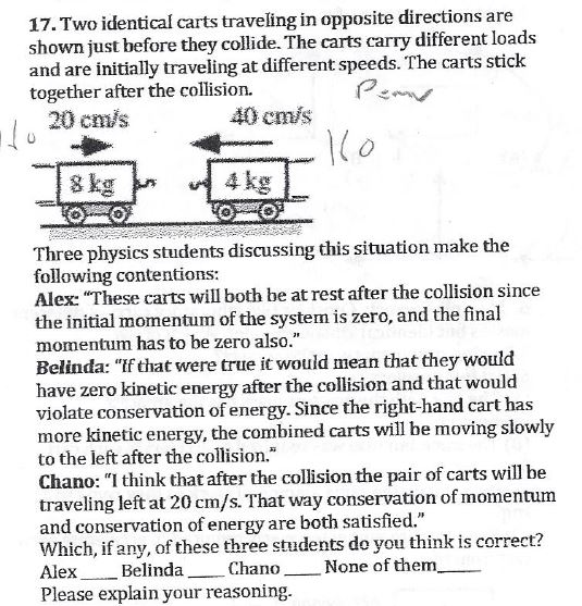 Solved Two identical carts travelling in opposite directions | Chegg.com