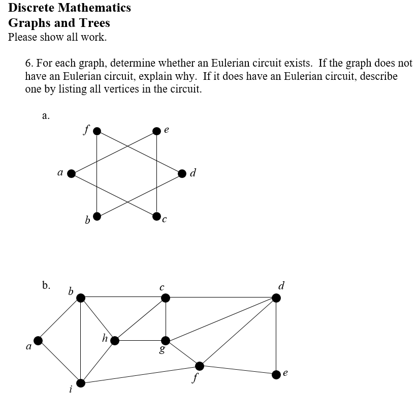 Solved Discrete Mathematics Graphs and Trees Please show all | Chegg.com