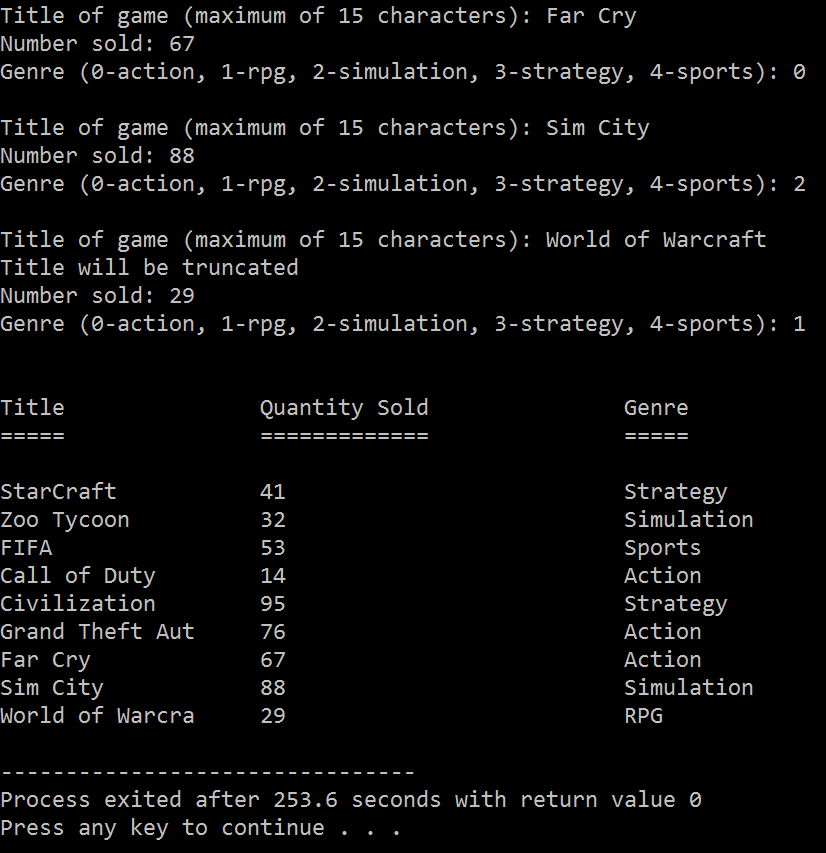 Solved Description Code a program for a game store that | Chegg.com