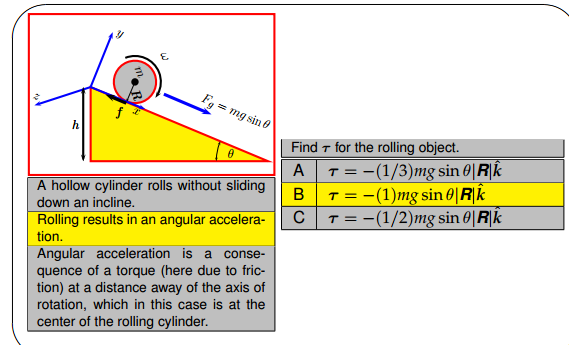 Solved A hollow cylinder rolls without sliding down an | Chegg.com