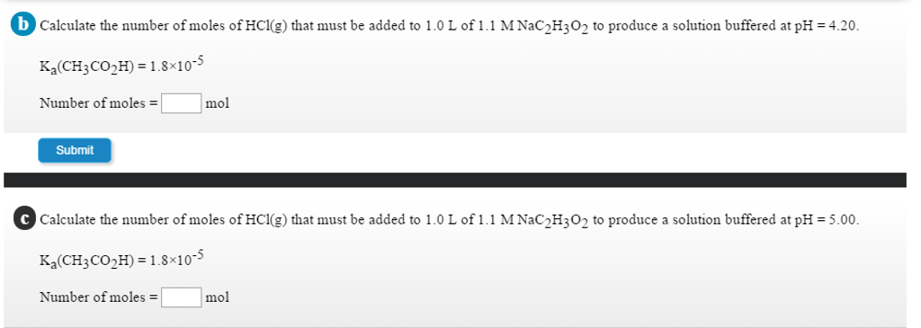 Solved Calculate the number of moles of HCl(g) that must be | Chegg.com