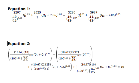 Use the two equations to solve for Q1 and Q2. | Chegg.com
