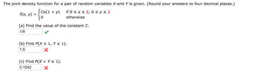 Solved The Joint Density Function For A Pair Of Random