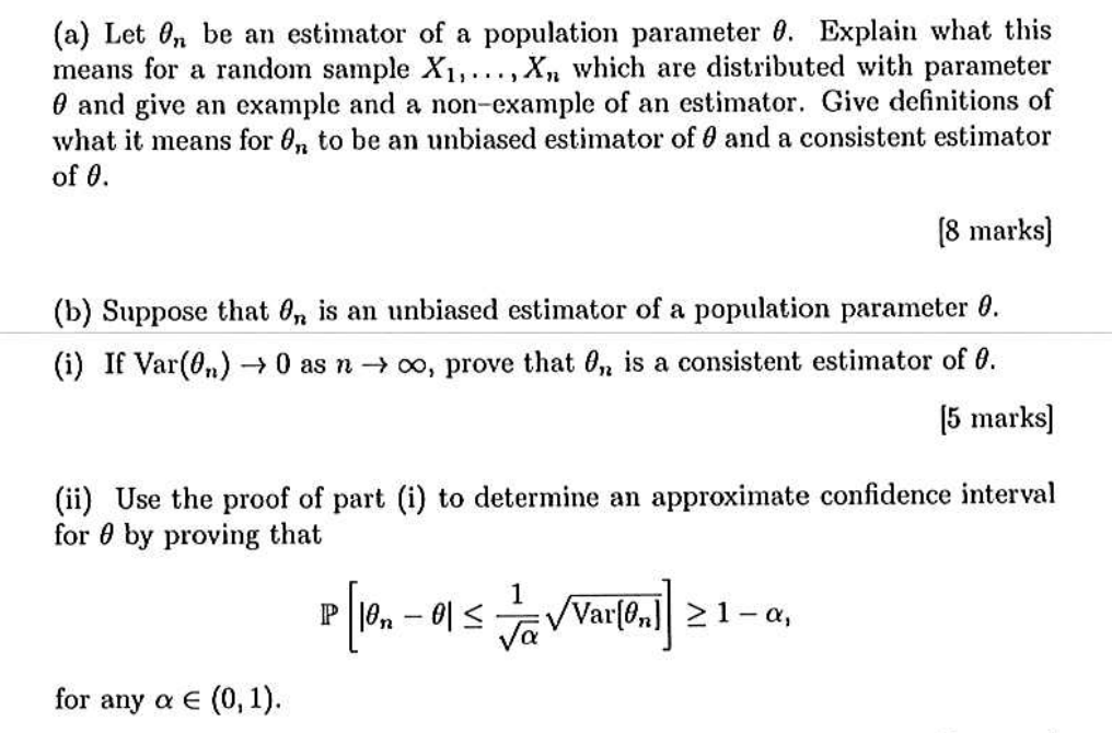 Solved Let theta_n be an estimator of a population parameter | Chegg.com