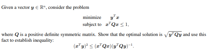 Solved Given a vector y E R, consider the problem minimize | Chegg.com