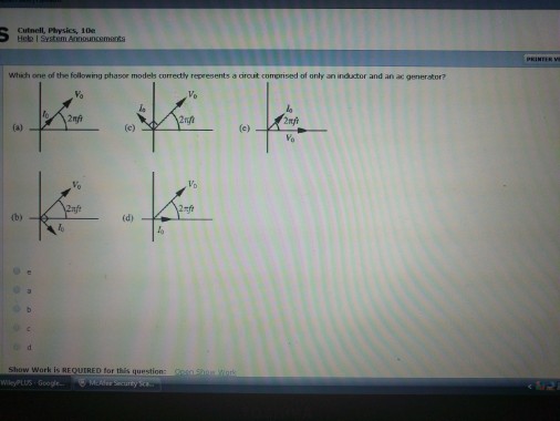 Solved Which one of the following phasor models correctly | Chegg.com