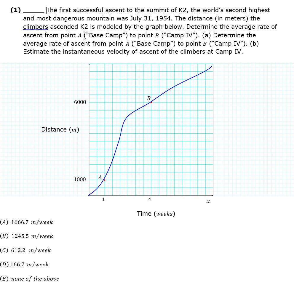 Solved The first successful ascent to the summit of K2, the | Chegg.com