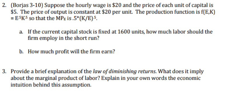 Solved Suppose the hourly wage is $20 and the price of each | Chegg.com