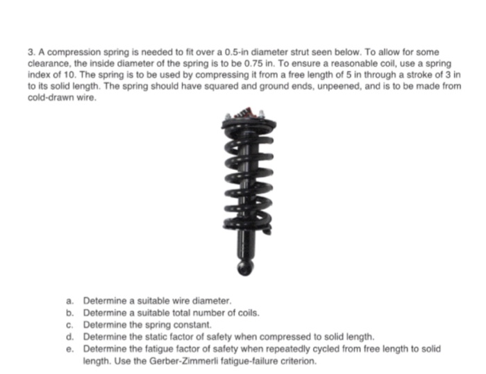 Solved A compression spring is needed to fit over a 0.5-in | Chegg.com