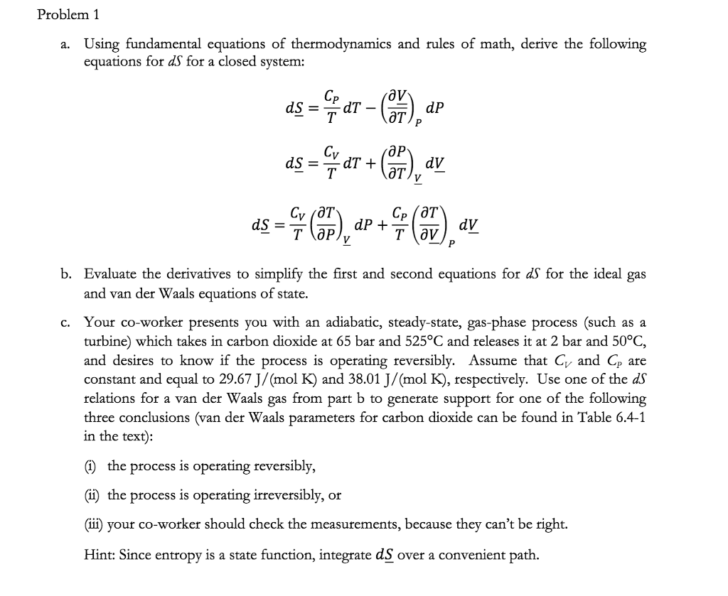 Solved Using fundamental equations of thermodynamics and | Chegg.com