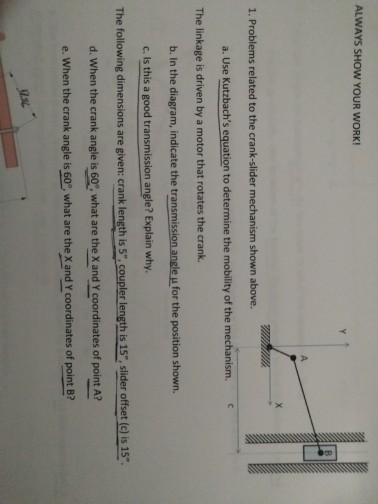 Solved ALWAYS SHOW YOUR WORK! a. Use Kutzbach's equation to | Chegg.com