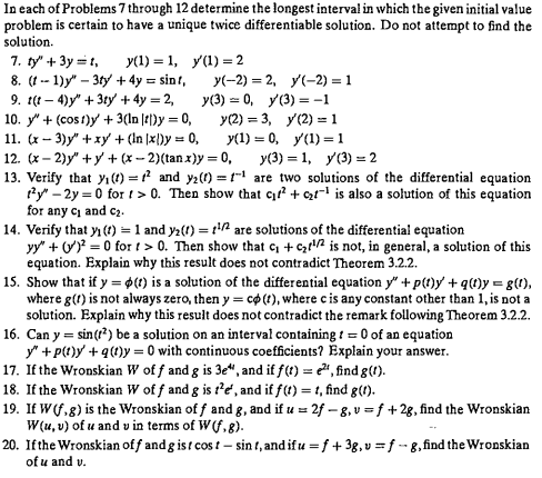 Solved In each of Problems 7 through 12 determine the | Chegg.com