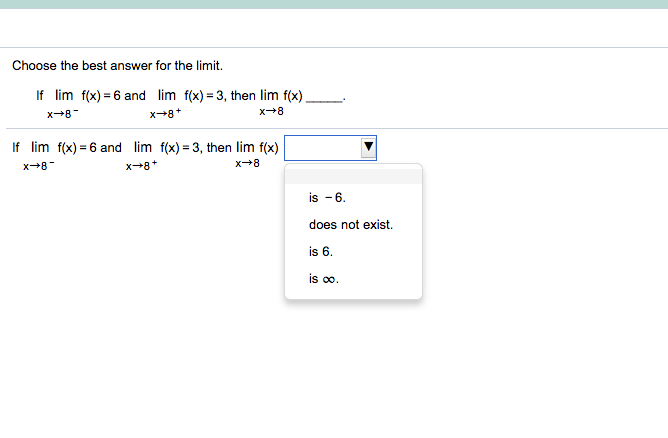 Solved Choose the best answer for the limit. if lim_x | Chegg.com