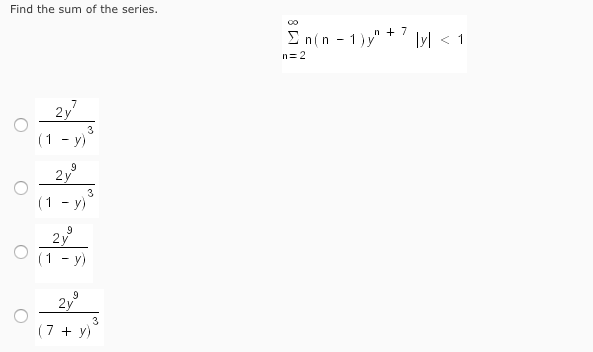 Solved Find the sum of the series. Sigma n=2 to infinity | Chegg.com