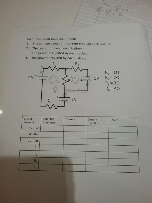 Solved Given this multi-loop circuit, find: 1. The voltage | Chegg.com