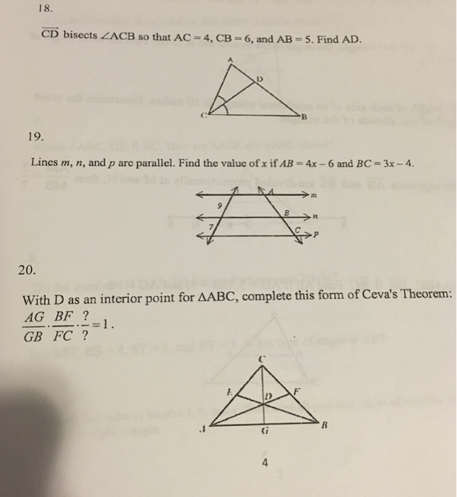 Solved CD bisects ACB so that AC = 4, CB 6, and AB = 5. | Chegg.com