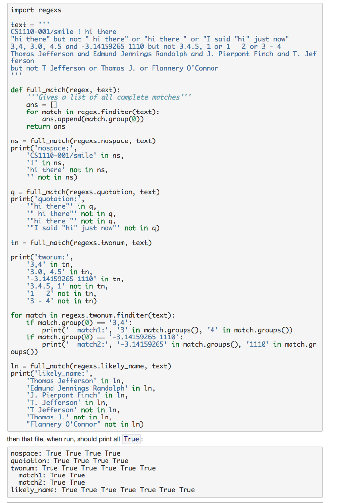 2. Task Write a python file called regexs.py that | Chegg.com