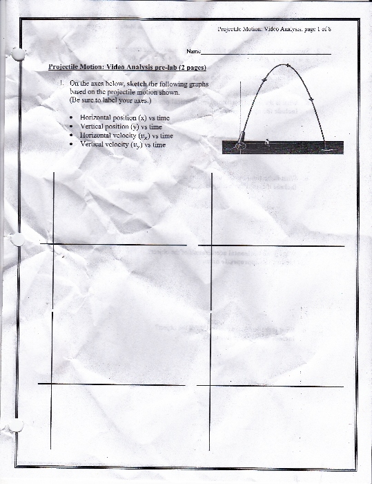 Solved Projectile Motion: Video Analysis pre-lab (2 pages) | Chegg.com