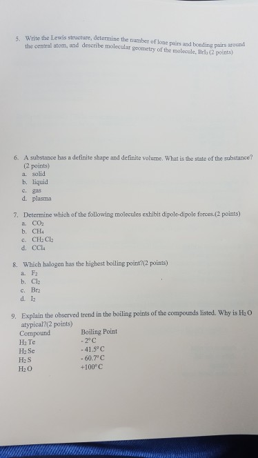Solved S Write The Lewis Structure Determine The Number Of