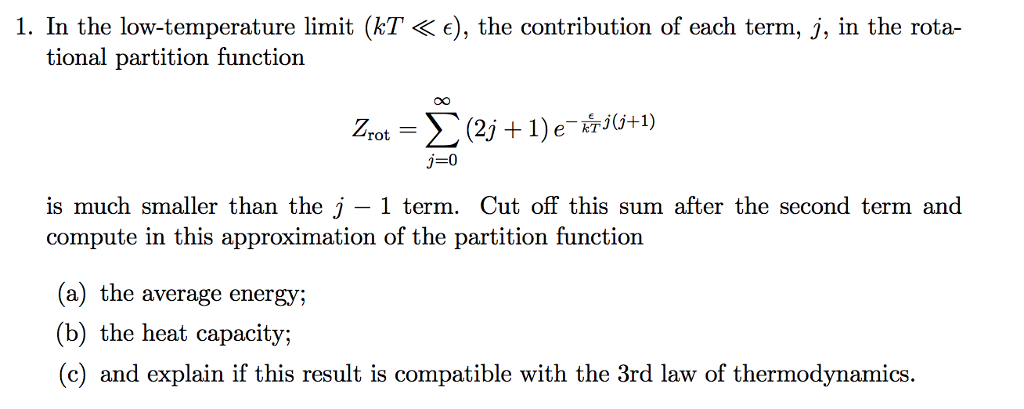 Solved 1. In the low-temperature limit (kT