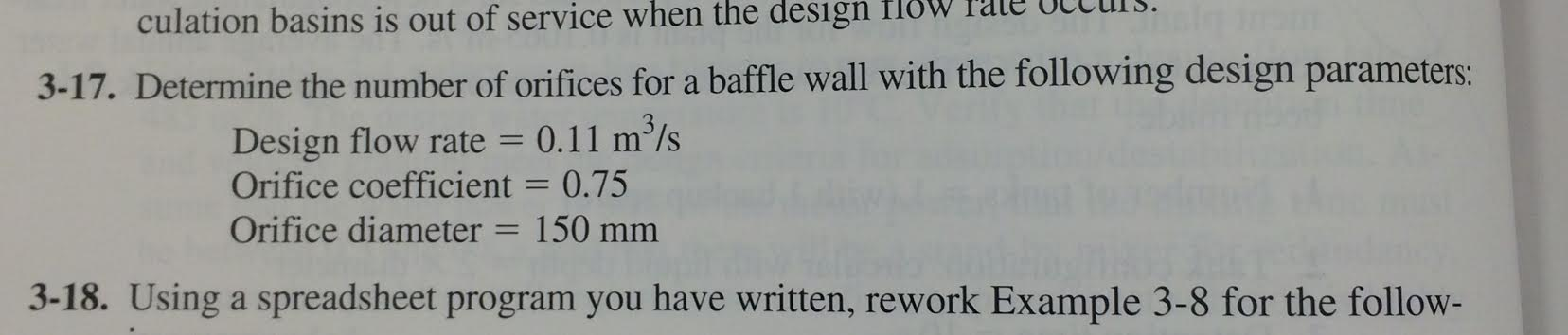 Determine the number of orifices for a baffle wall | Chegg.com