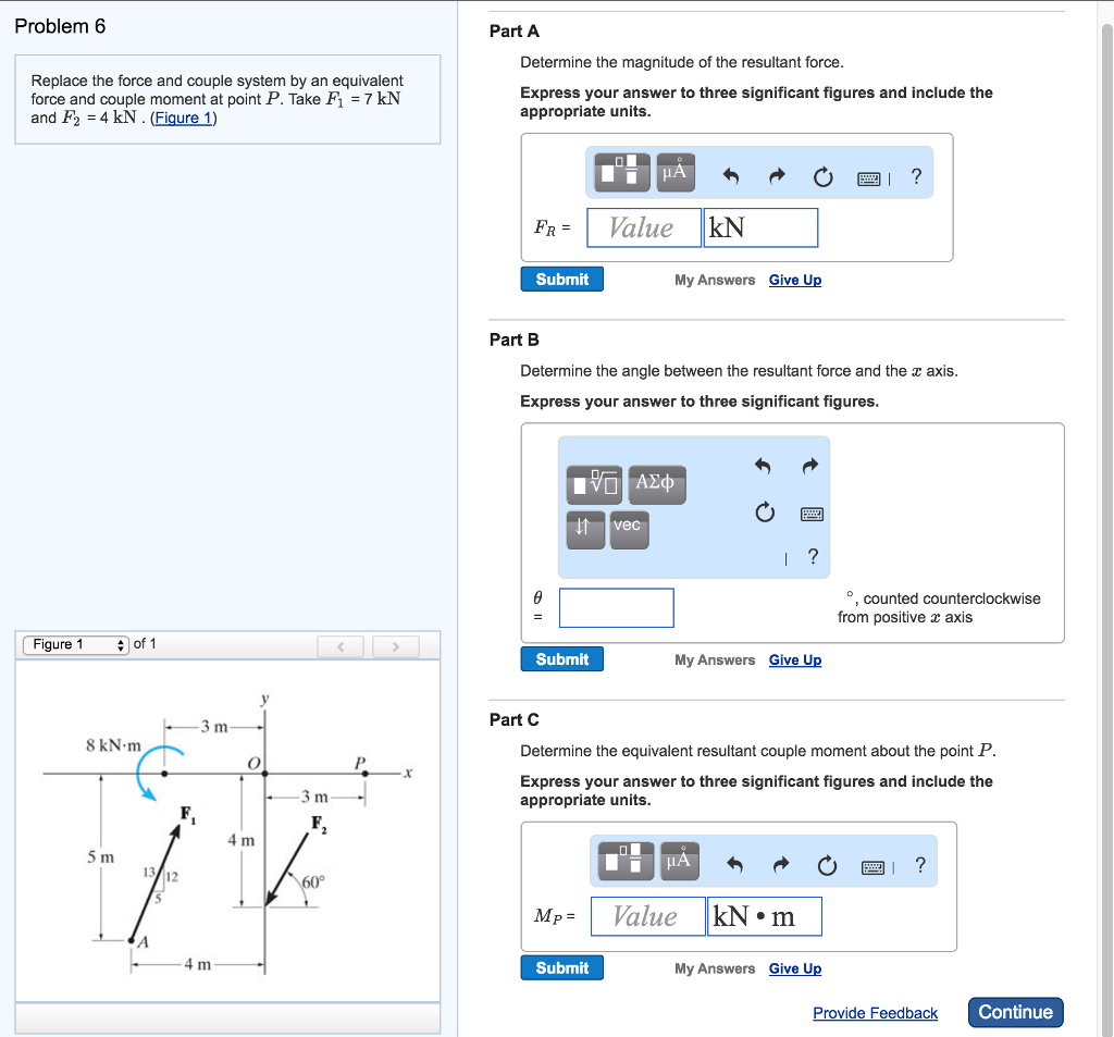 Solved Replace the force and couple system by an equivalent | Chegg.com