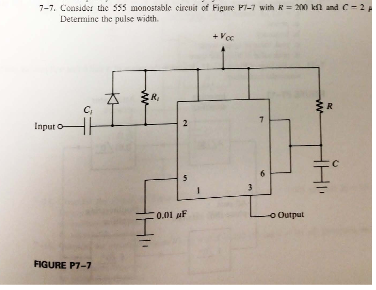 Solved Consider the 555 monostable circuit of Figure P7-7 | Chegg.com