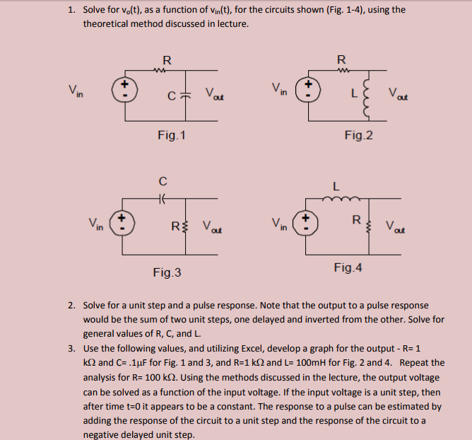 Solved Solve for Vo(t), as a function of Vin(t), for the | Chegg.com