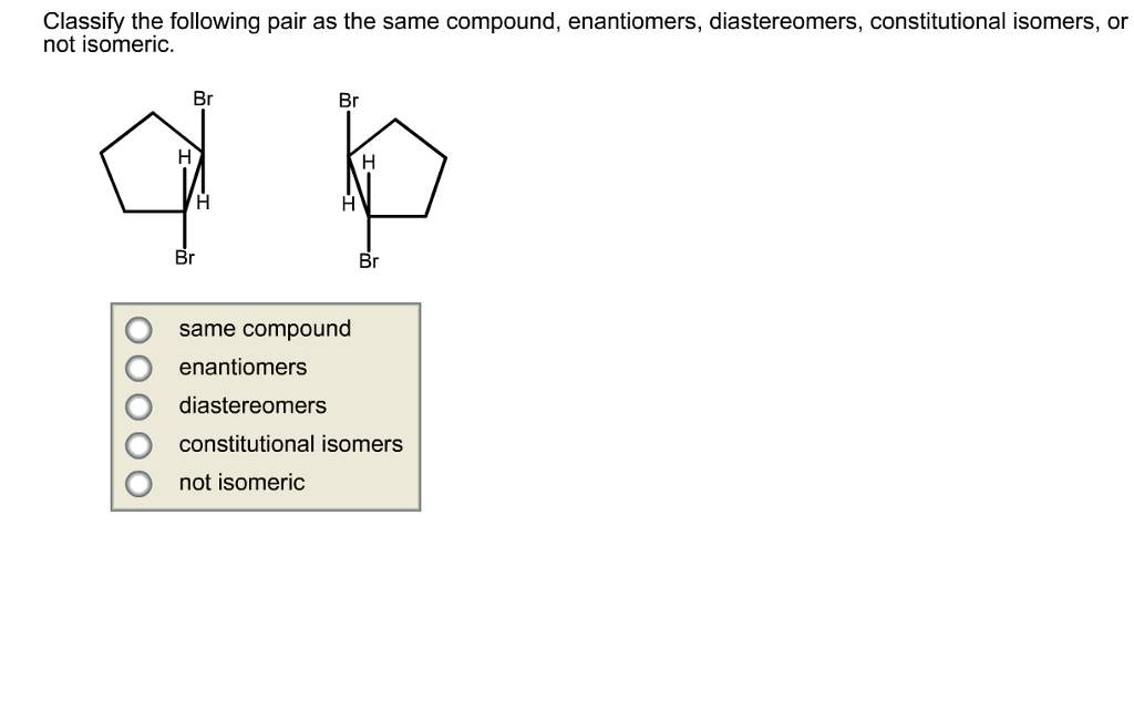 Solved Classify the following pair as same compound, | Chegg.com
