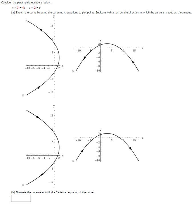 Solved Consider the parametric equations below, x = 3 + 4t, | Chegg.com