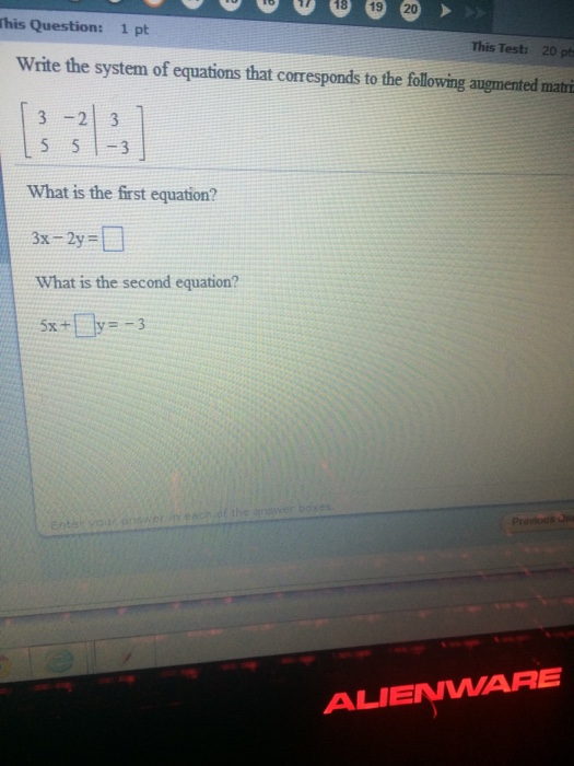 Solved Write the system of equations that corresponds to the | Chegg.com