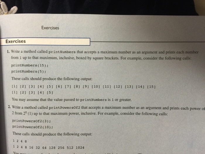 Solved Write a method called printNumbers that accepts a | Chegg.com