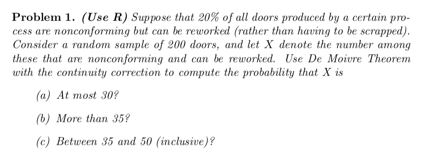 Solved Problem 1, (Use R) Suppose that 20% of all doors | Chegg.com