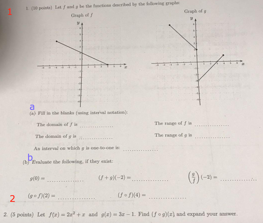 Solved Let f and g be the functions described by the | Chegg.com