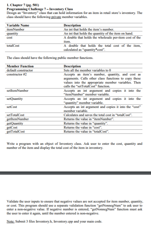 Solved I. Chapter 7 (pg. 501) Programming Challenge | Chegg.com