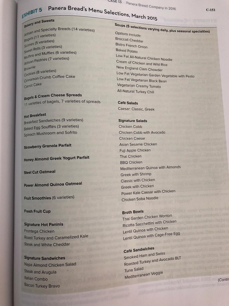 Solved Directions: Read the case study "Panera Bread | Chegg.com