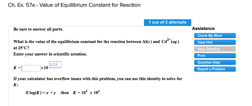 Solved What is the value of the equilibrium constant for the | Chegg.com