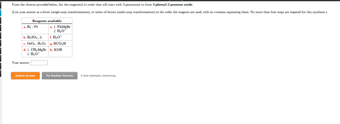 Solved From the choices provided below, list the reagent(s) | Chegg.com Solved From the choices provided below, list the reagent(s) | Chegg.com