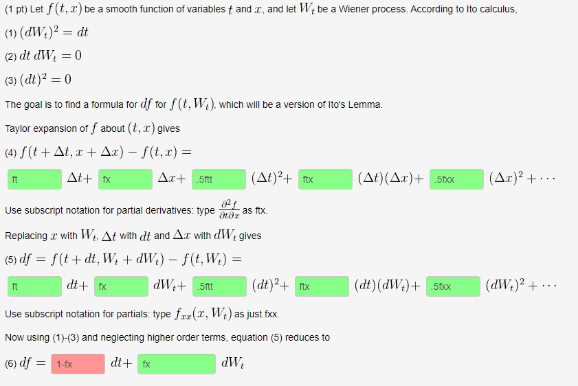 Solved (1 pt) Let f (t, r) be a smooth function of variables | Chegg.com