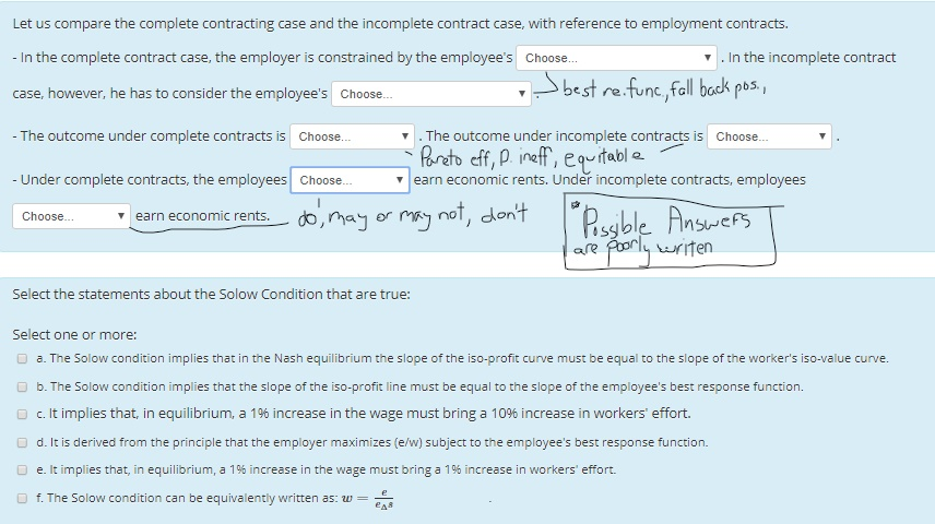 Let us compare the complete contracting case and the | Chegg.com