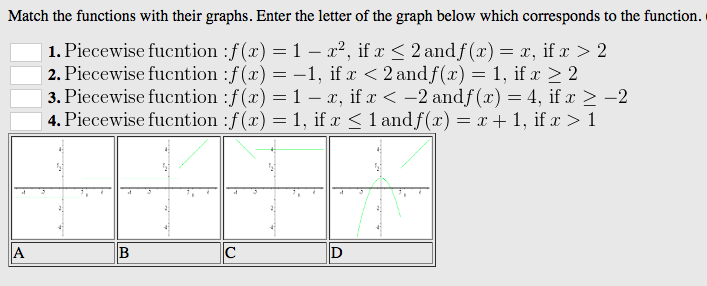 Solved Match the functions with their graphs. Enter the | Chegg.com