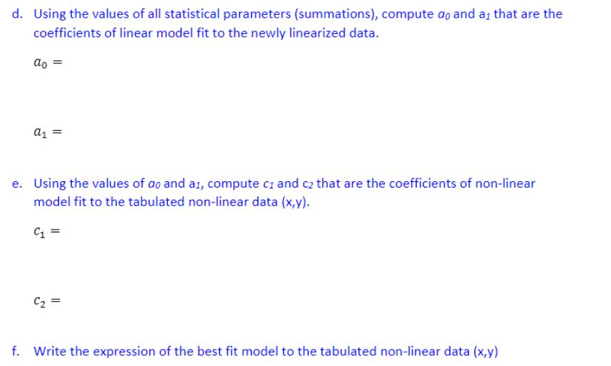 Solved Find the best curve fit (using least-squares | Chegg.com