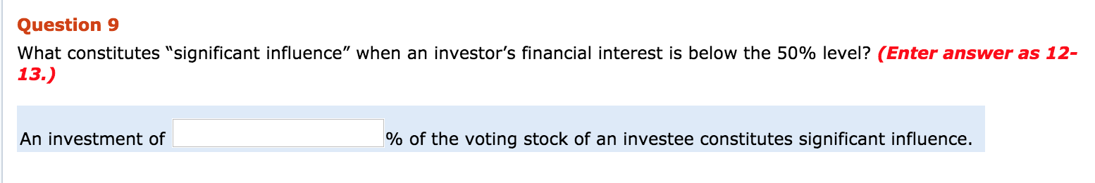 Solved What constitutes "significant influence" when an | Chegg.com