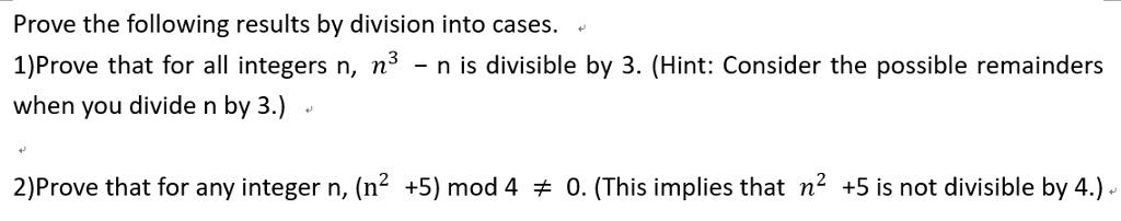 Solved Prove the following results by division into cases. - | Chegg.com