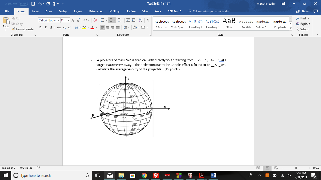 Solved Au Test3Sp1811 (1) (1) munther bader _ File Home | Chegg.com