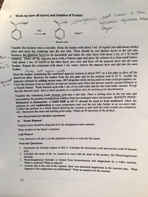 Solved GRIGNARD REAGENT - SYNTHESIS OF BENZOIC ACID Can | Chegg.com