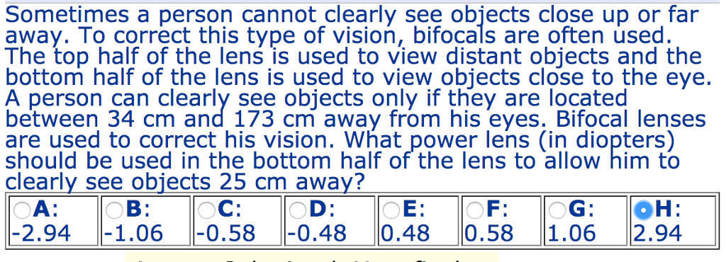 Solved Sometimes a person cannot clearly see objects close | Chegg.com