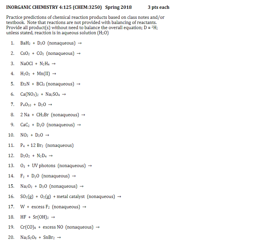 Solved INORGANIC CHEMISTRY 4:125 (CHEM:3250) Spring 2018 3 | Chegg.com