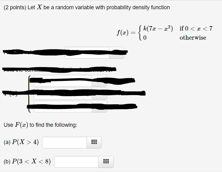 Solved 2 Points Let X Be A Random Variable With Probablity 5343